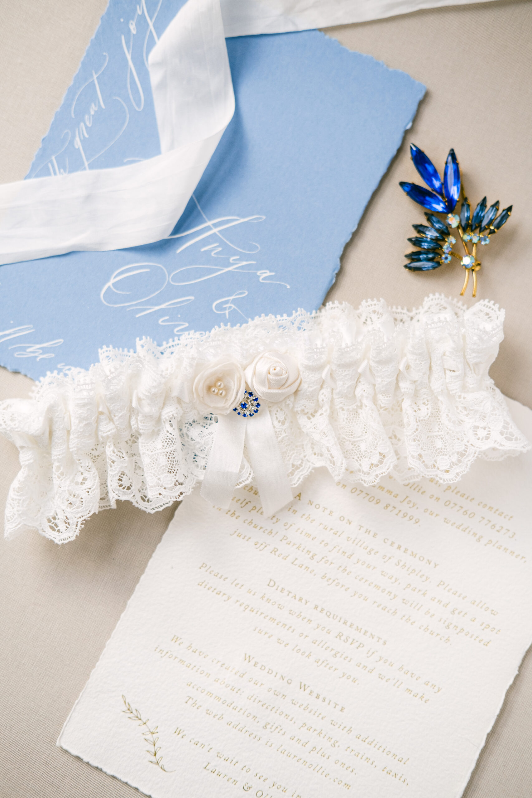Personalised Wedding Garter Lilly | The Nottingham Lace Garter Co